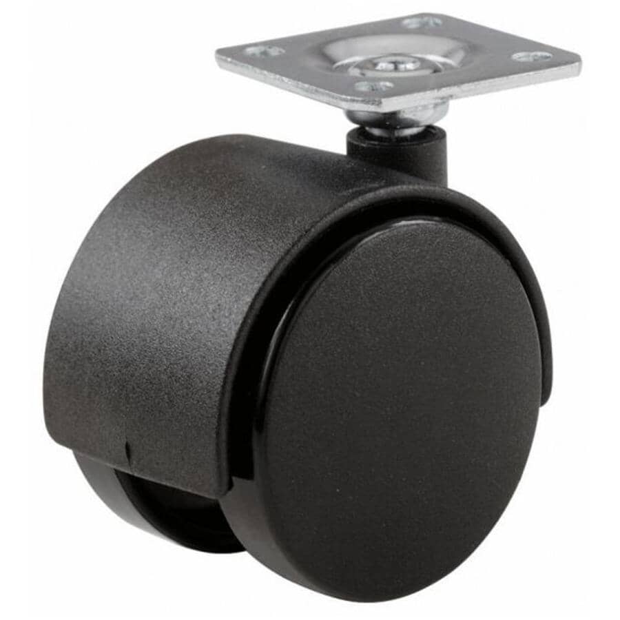 SHEPHERD HARDWARE PRODUCTS 1-5/8" Black Twin Wheel Swivel Plate Caster ...