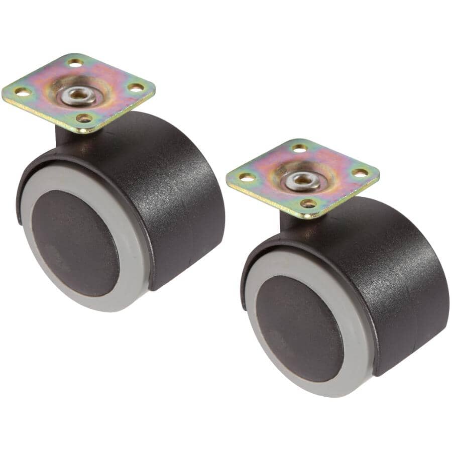 SHEPHERD HARDWARE PRODUCTS 2 Pack 2" Grey Tread Twin Wheel Swivel Plate ...