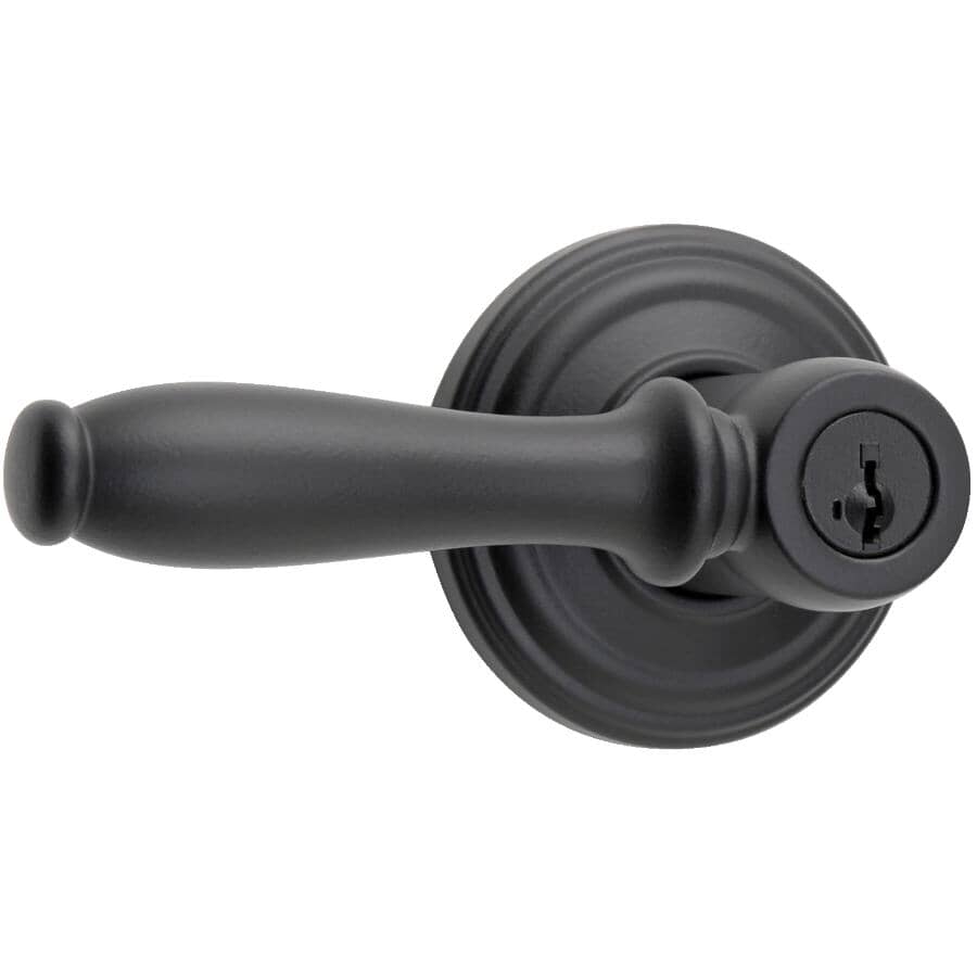 Weiser Lock Iron Black Ashfield Smart Key Entrance Leverset | Home Hardware