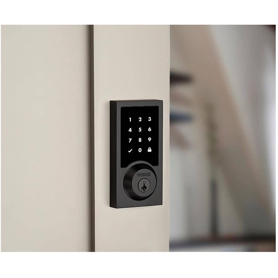 Weiser Lock Iron Black Premis Electronic Touch Screen Deadbolt Lock ...