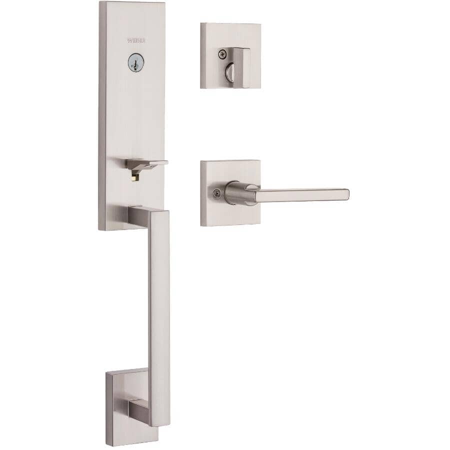WEISER LOCK Satin Nickel Vancouver / Halifax Smart Key Entrance Gripset ...