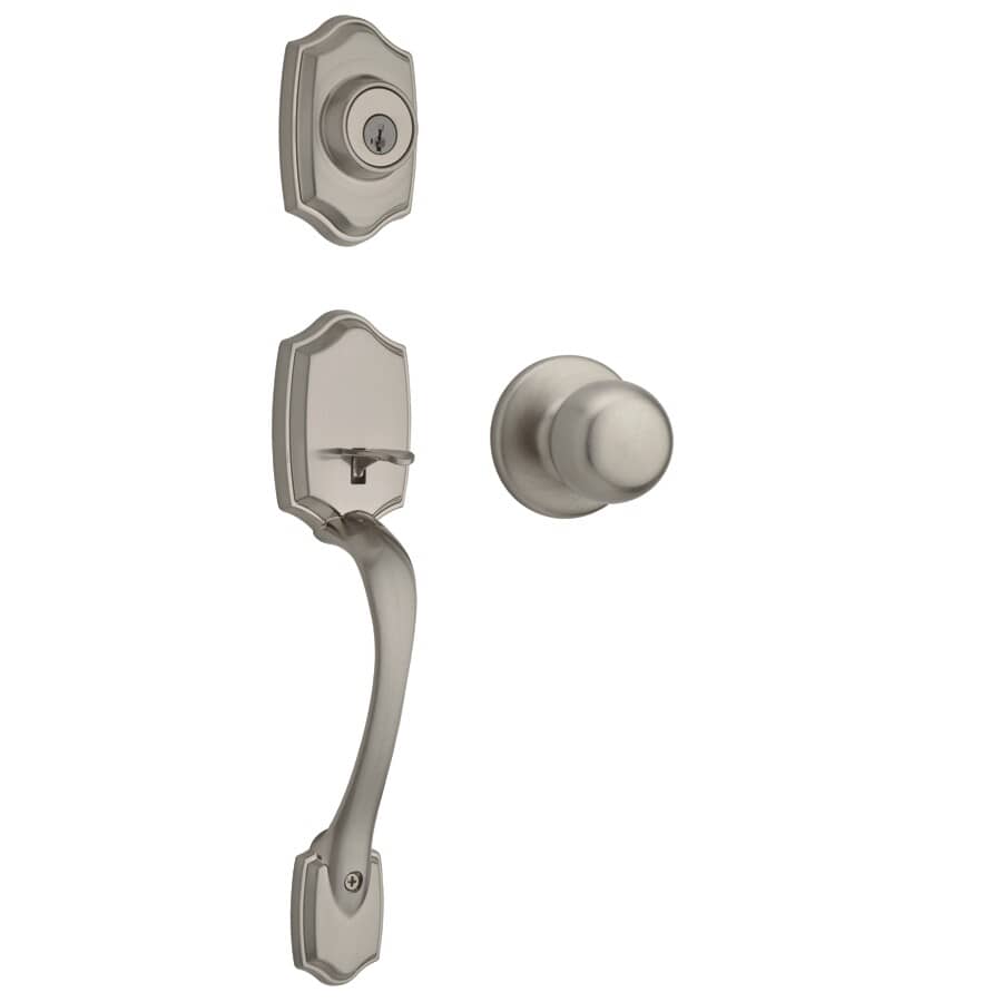 WEISER LOCK Satin Nickel Brentwood / Fairfax Smart Key Entrance Gripset ...