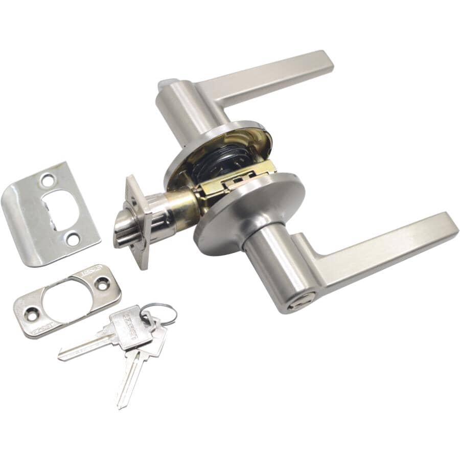 Modern Entrance Leverset - Satin Nickel | Home Hardware