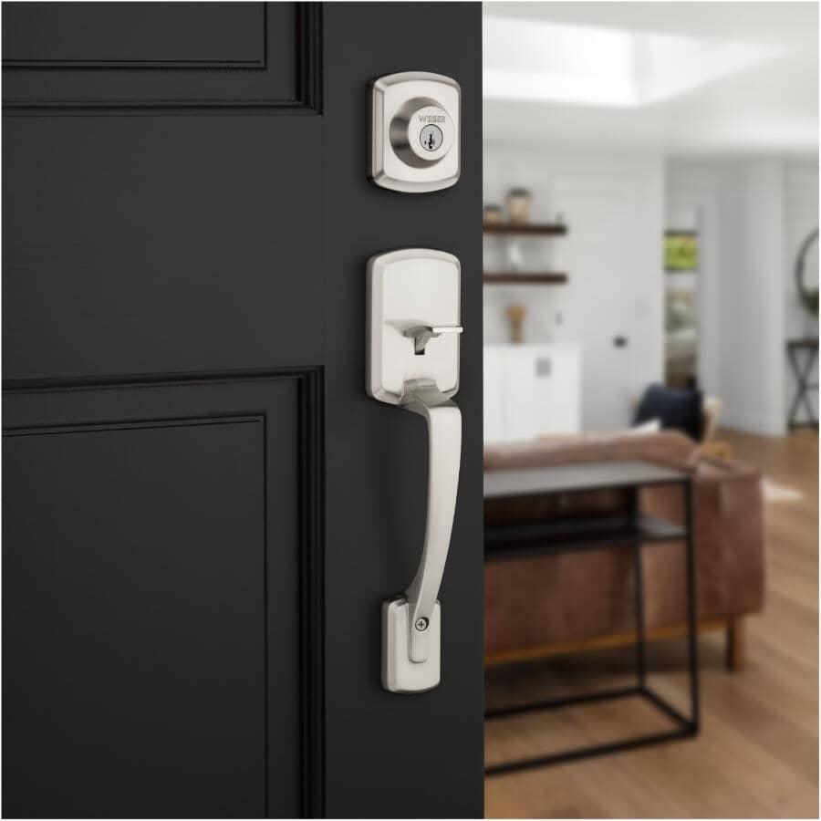 WEISER LOCK Satin Nickel Henley Smart Key Entrance Gripset | Home Hardware
