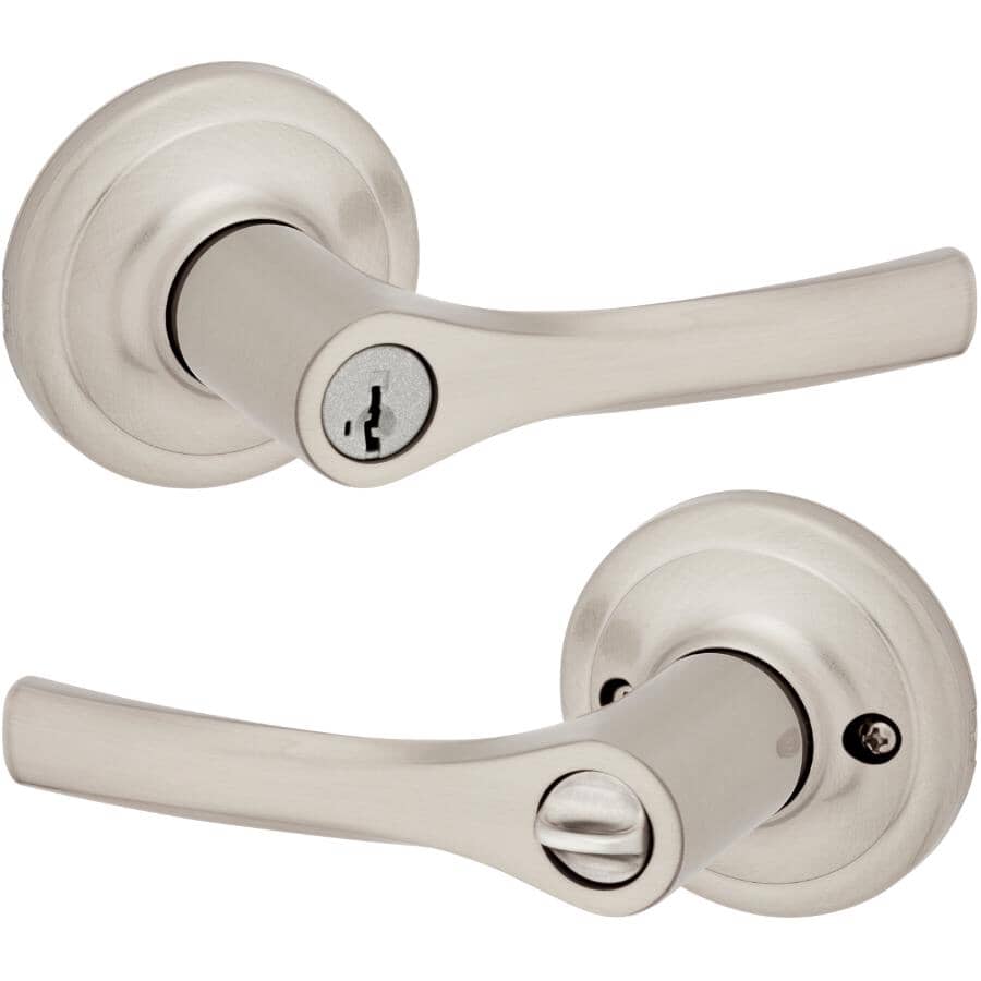 WEISER LOCK Satin Nickel Henley Keyed Entrance Leverset | Home Hardware