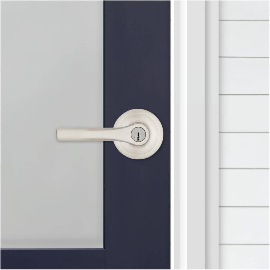 WEISER LOCK Satin Nickel Henley Keyed Entrance Leverset | Home Hardware
