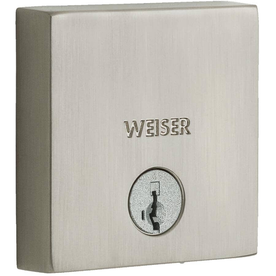WEISER LOCK Satin Nickel Downtown Single Cylinder Smart Key Deadbolt ...