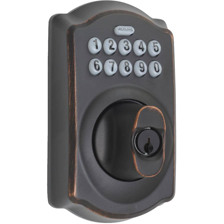SCHLAGE LOCK Aged Bronze Camelot Electronic Deadbolt Lock | Home Hardware