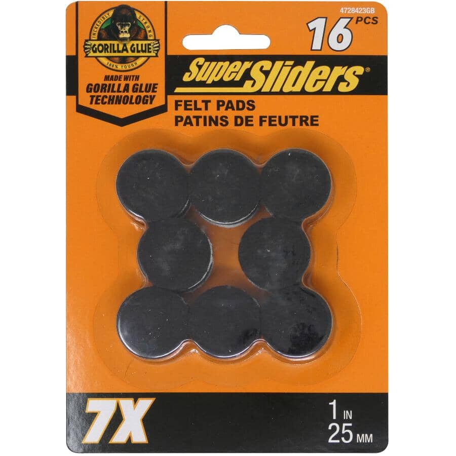 SUPER SLIDERS 1" Round Super Sliders Felt Pads with Gorilla Glue ...