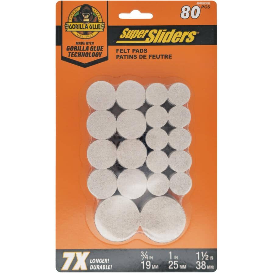 SUPER SLIDERS 80 Piece Round Felt Pads with Gorilla Glue Technology ...