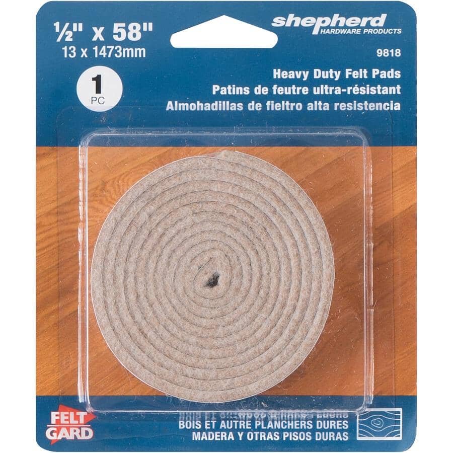 SHEPHERD HARDWARE PRODUCTS 1/2" x 58" Heavy Duty Felt Strip Pad | Home ...