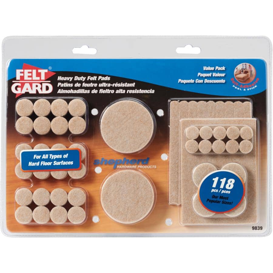 SHEPHERD HARDWARE PRODUCTS 118 Piece Heavy Duty Felt Pads, Assorted ...