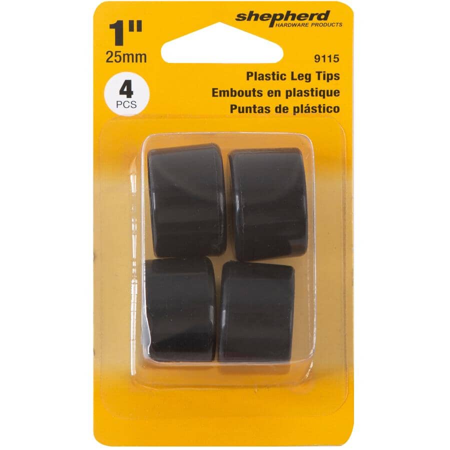 SHEPHERD HARDWARE PRODUCTS 1" Black Plastic Furniture Leg Tips | Home ...