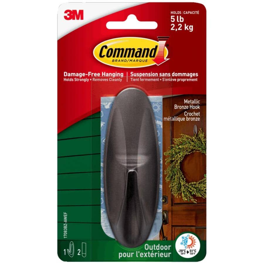 COMMAND Large Metallic Bronze Hook, with All Weather Strips | Home Hardware