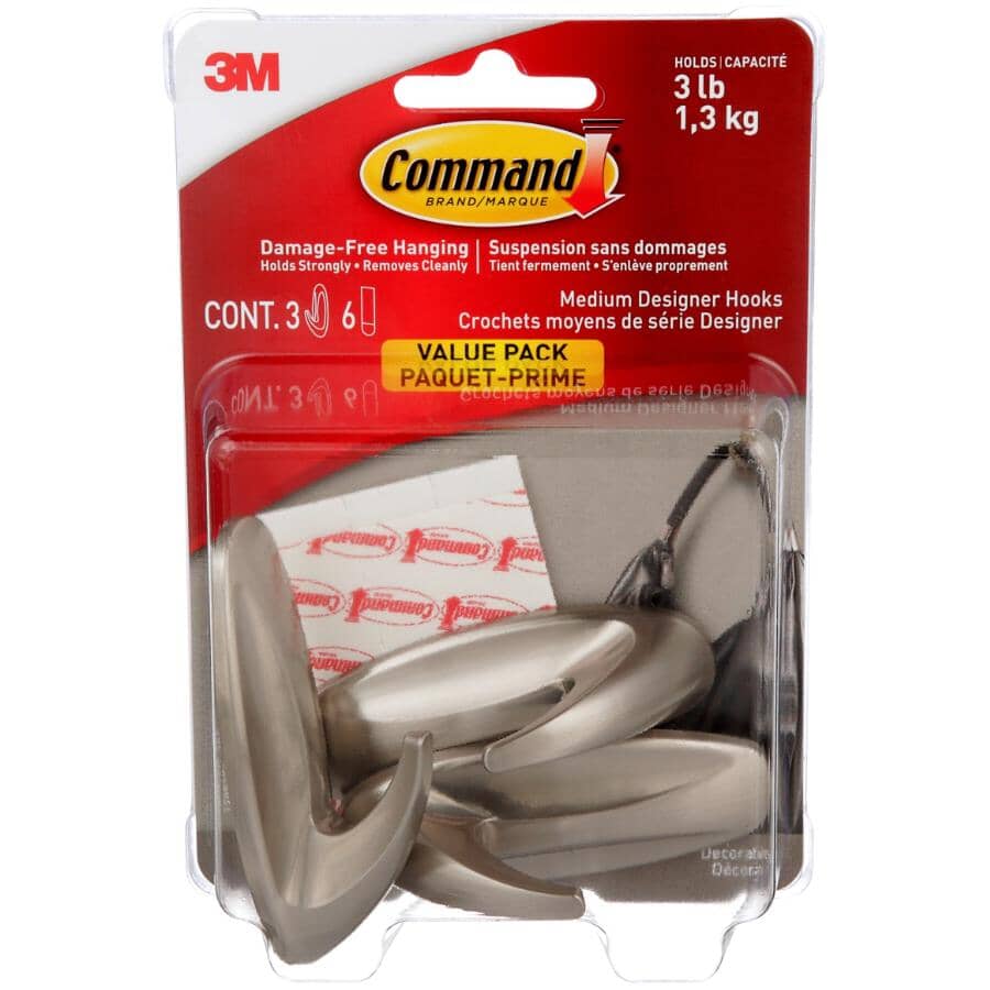 COMMAND Medium Metallic Designer Hooks | Home Hardware