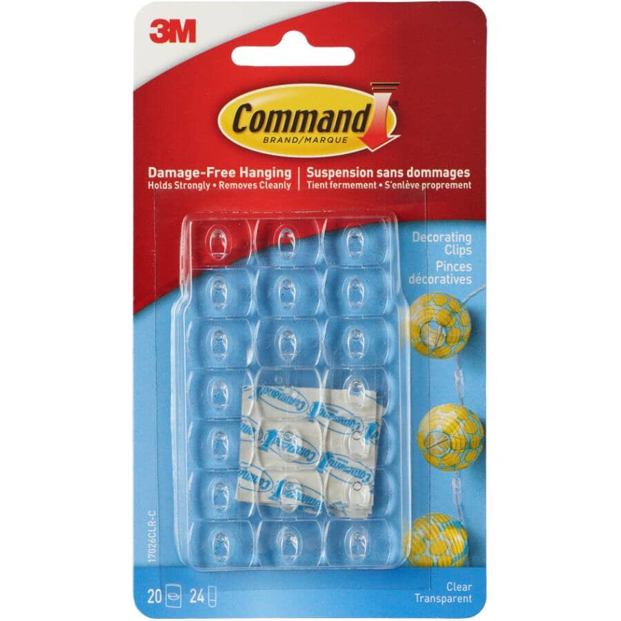COMMAND 20 Clips Plus 24 Strips Clear Decorative Adhesive Clips | Home ...