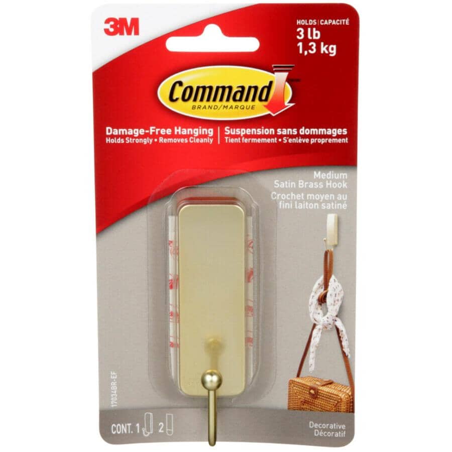 COMMAND Medium Satin Brass Hook | Home Hardware
