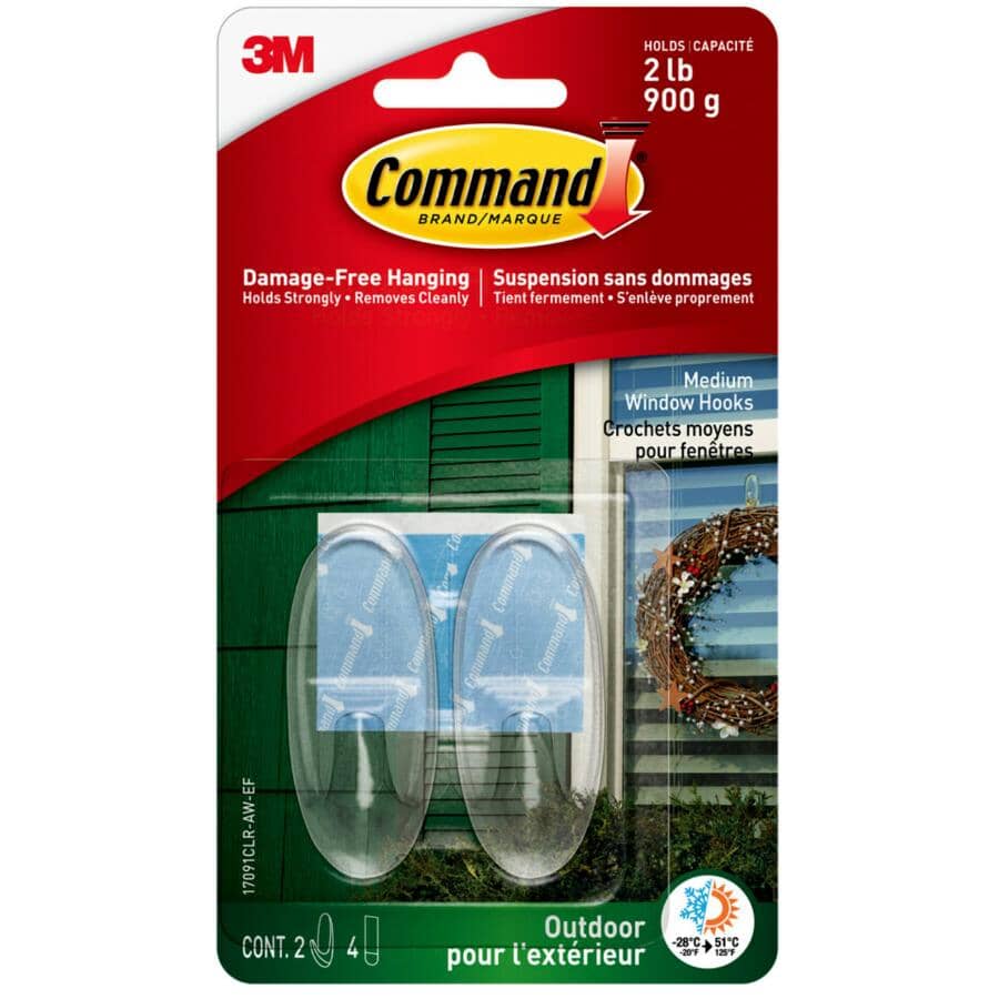 COMMAND Outdoor Medium Clear Window Hooks with Clear Strips | Home Hardware