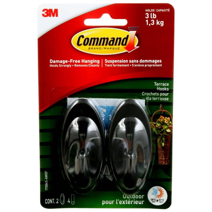 COMMAND Outdoor Medium Slate Terrace Hooks with Foam Strips | Home Hardware