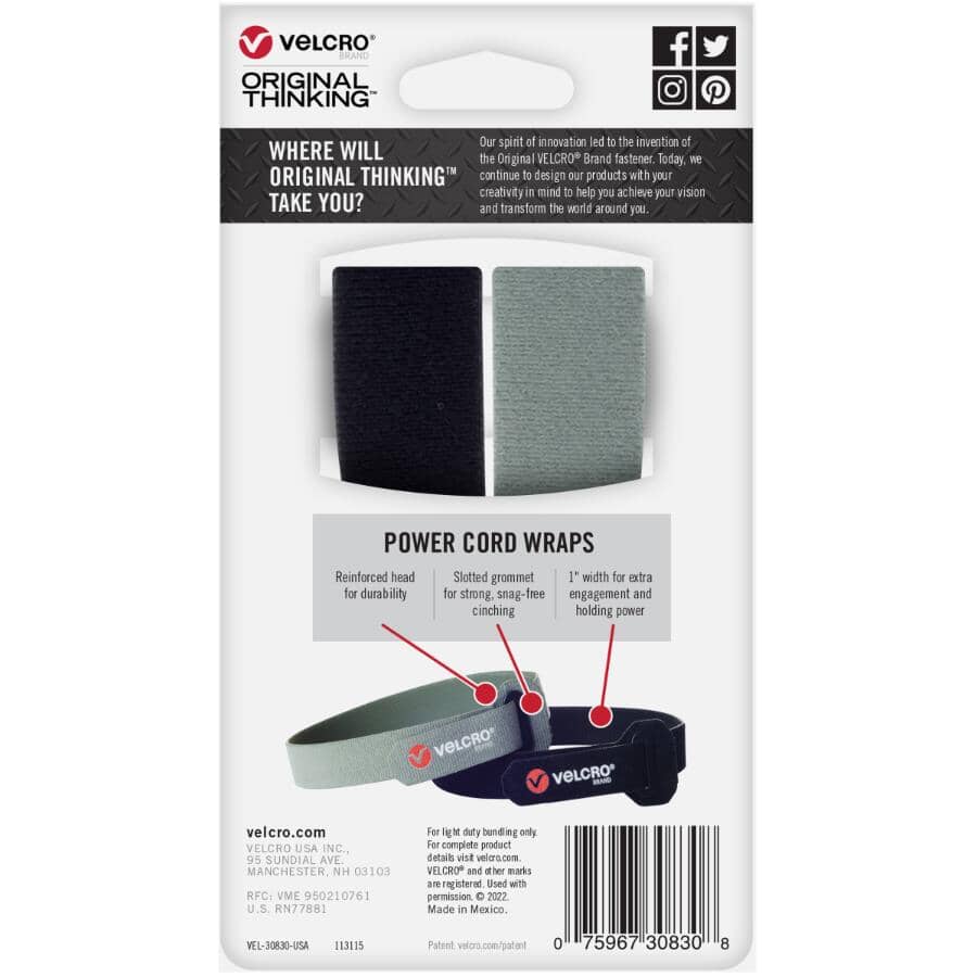VELCRO (R) BRAND FASTENERS 24" x 1" Power Cord Wraps | Home Hardware