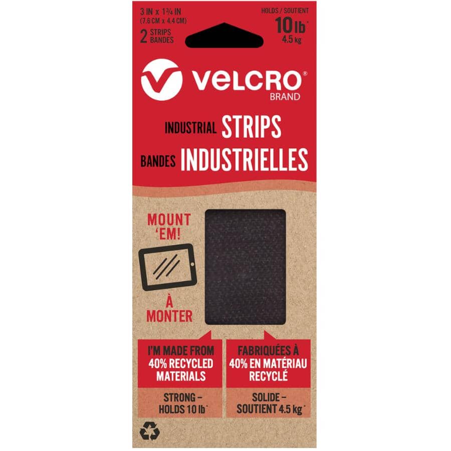 VELCRO (R) BRAND FASTENERS 3" x 1-3/4" Industrial Strips, 10lb | Home ...