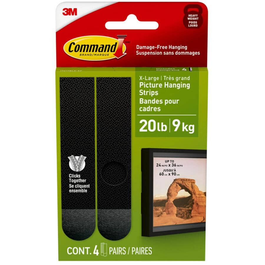 COMMAND 4 Pairs Extra Large Picture Hanging Strips, Black | Home Hardware