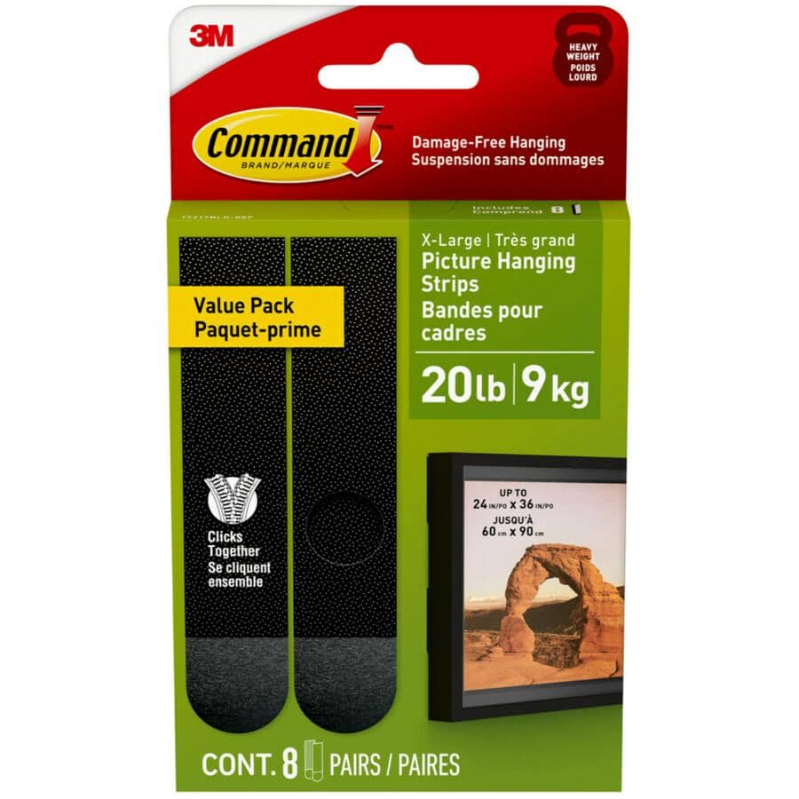 COMMAND 8 Pairs Extra Large Picture Hanging Strips, Black | Home Hardware