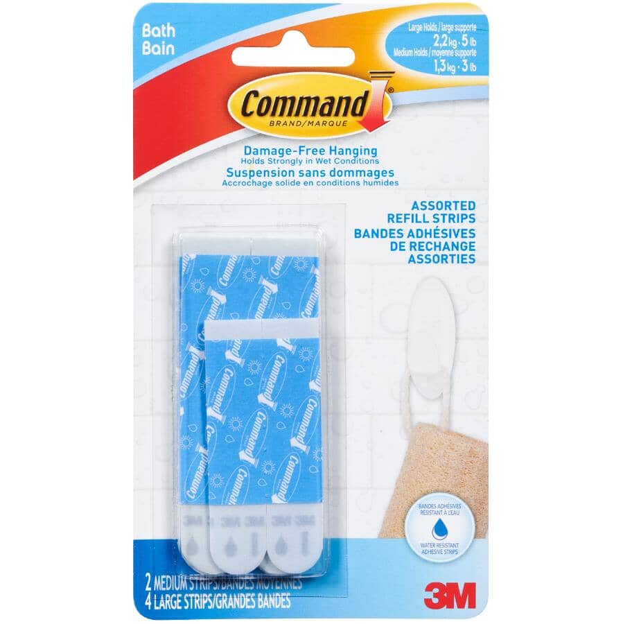 COMMAND 2 Medium, 4 Large Refill Water Resistant Adhesive Strips | Home ...