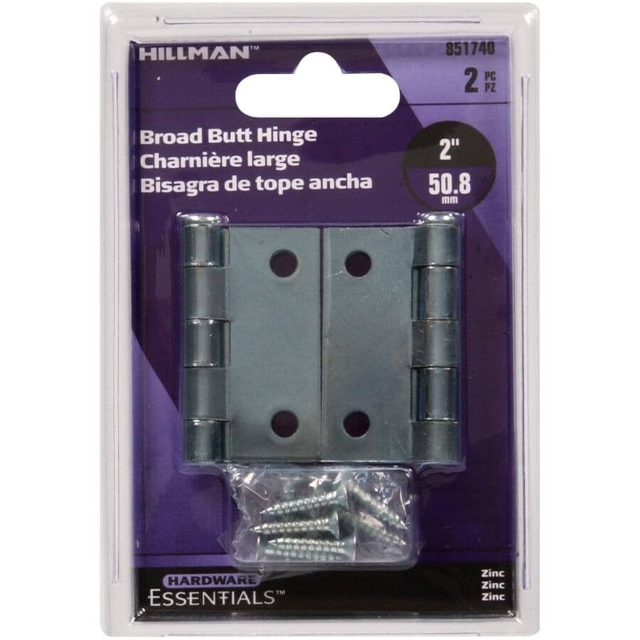 HILLMAN 2 Pack 2" Zinc Broad Butt Hinges | Home Hardware