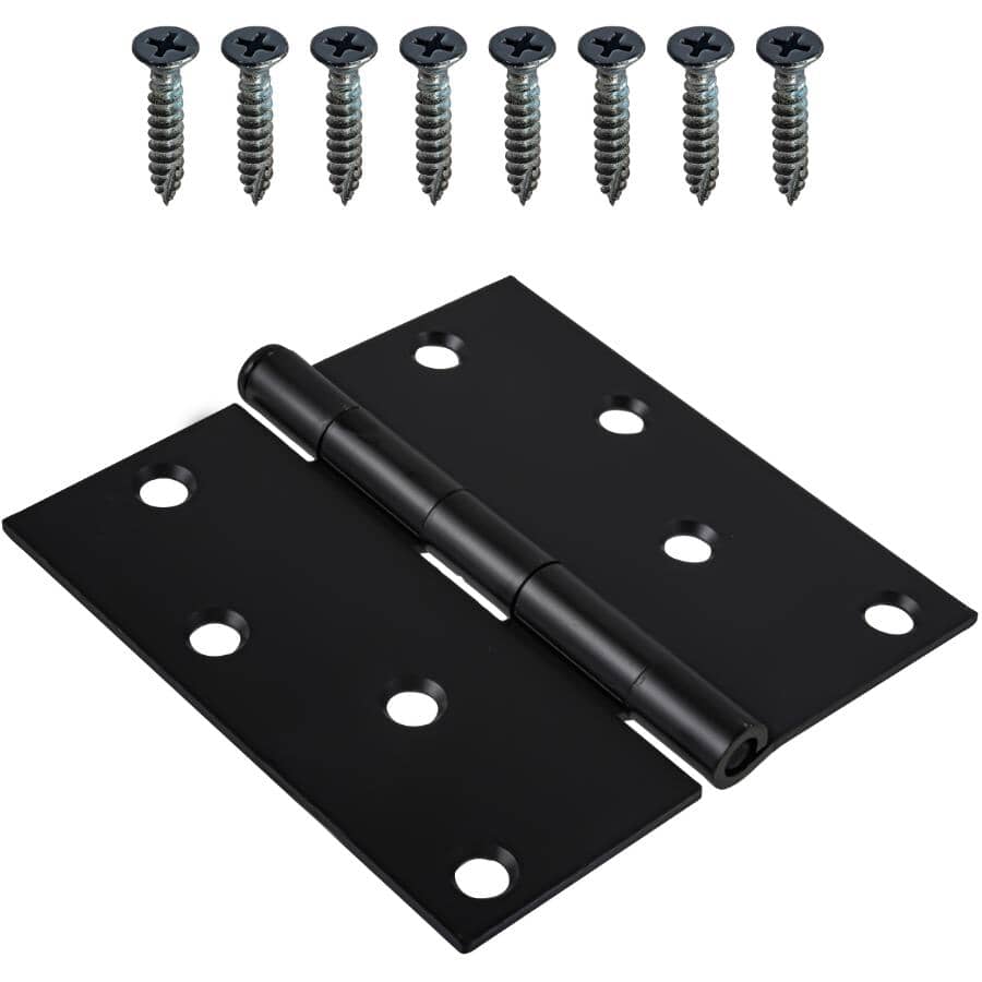 HILLMAN 4" Black Square Hinge with Screws | Home Hardware