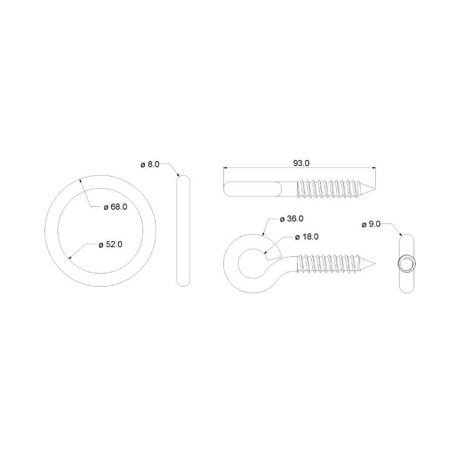 Builder'S Hardware 3/8"x3-1/2" Zinc Hitching Ring, with Lag Screw ...