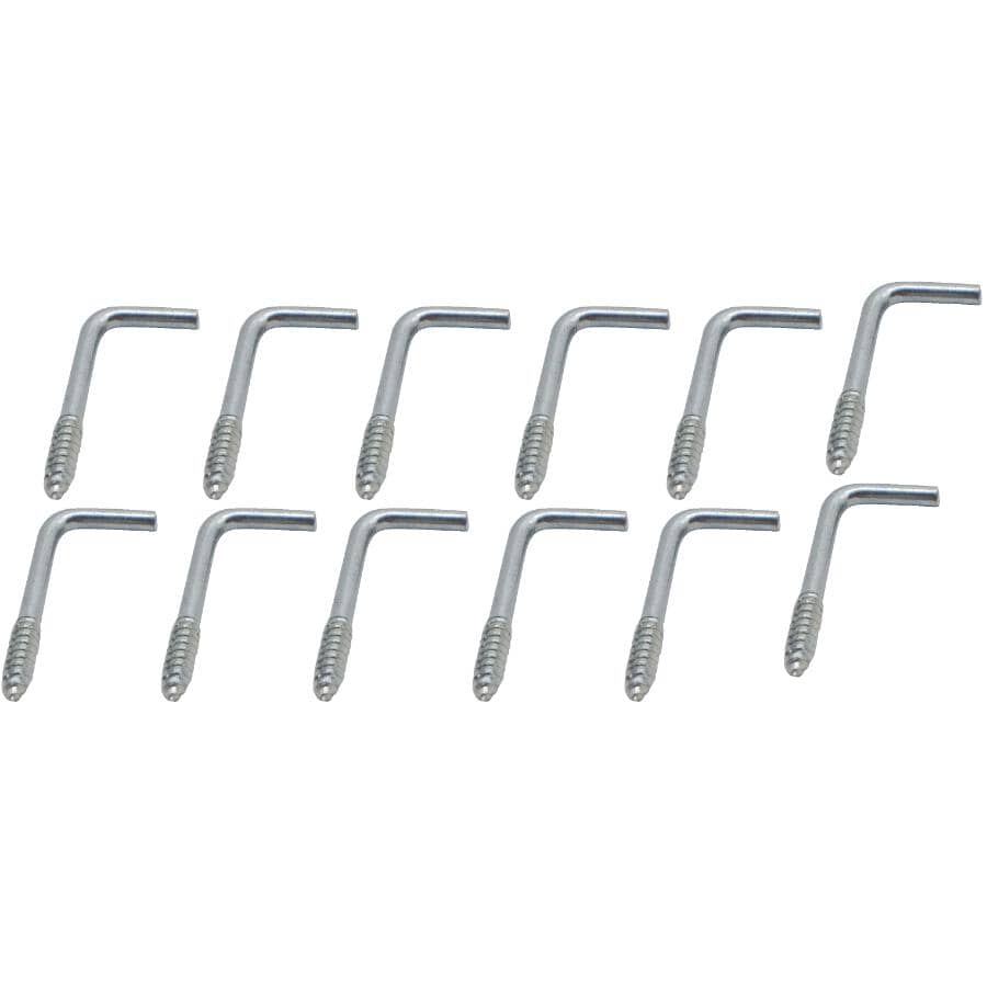 BUILDER'S HARDWARE 12 Pack 1" Zinc Square Bend Screw Hooks | Home Hardware