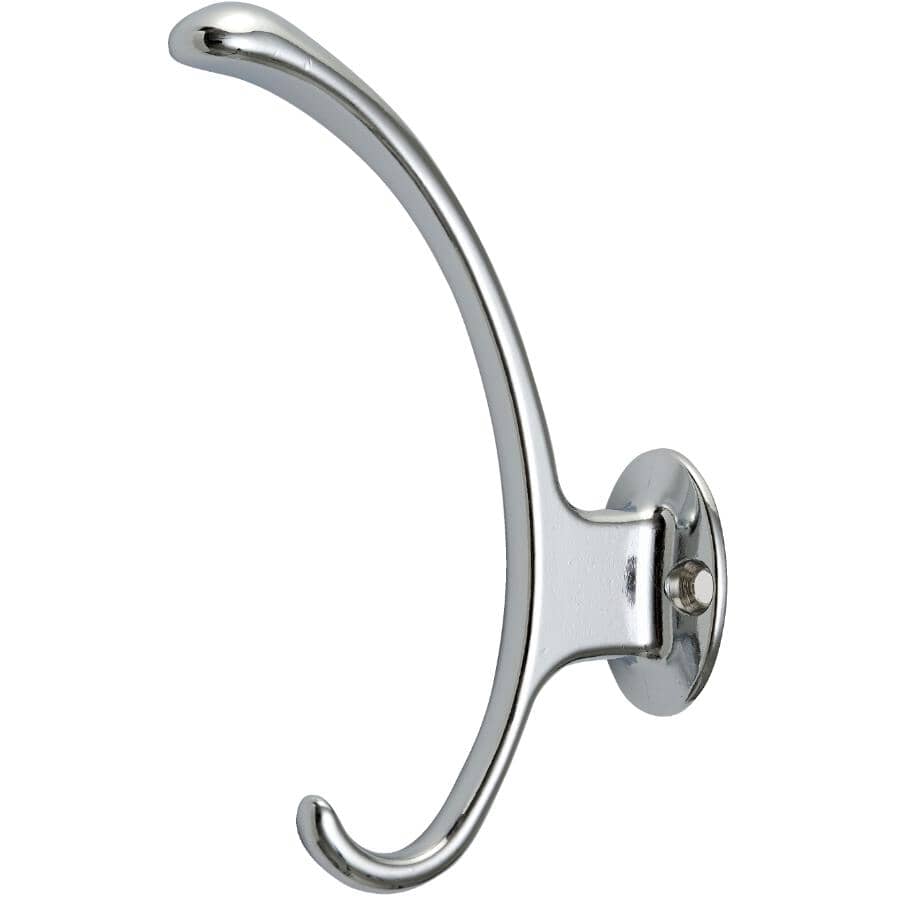 BUILDER'S HARDWARE 5" Chrome 2 Hook Garment Hook | Home Hardware