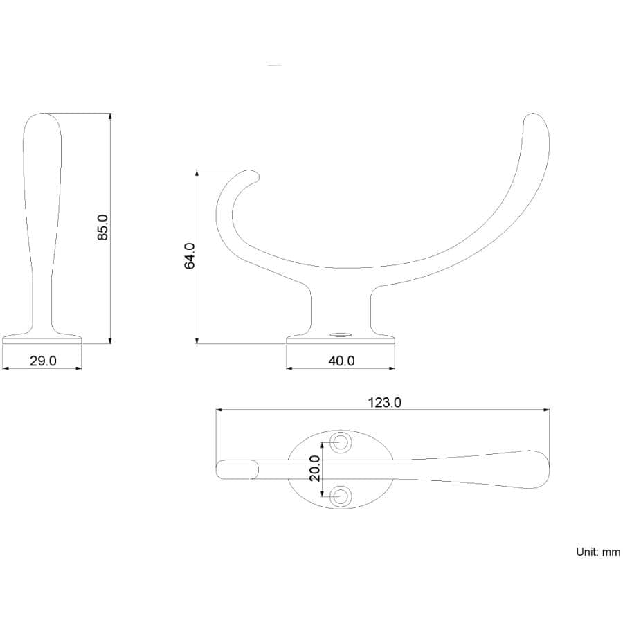 BUILDER'S HARDWARE 5" Chrome 2 Hook Garment Hook | Home Hardware