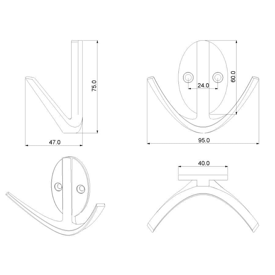BUILDER'S HARDWARE 3" Modern White Double Robe Hook | Home Hardware