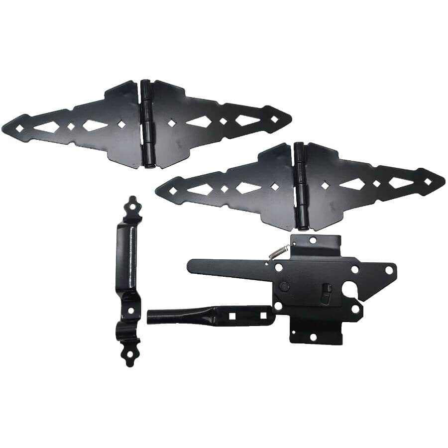 BUILDER'S HARDWARE 8" 4 Piece Black Gate Hardware Kit | Home Hardware
