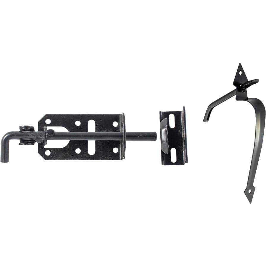 Gatemate Black Lockable Ornamental Thumb Gate Latch | Home Hardware