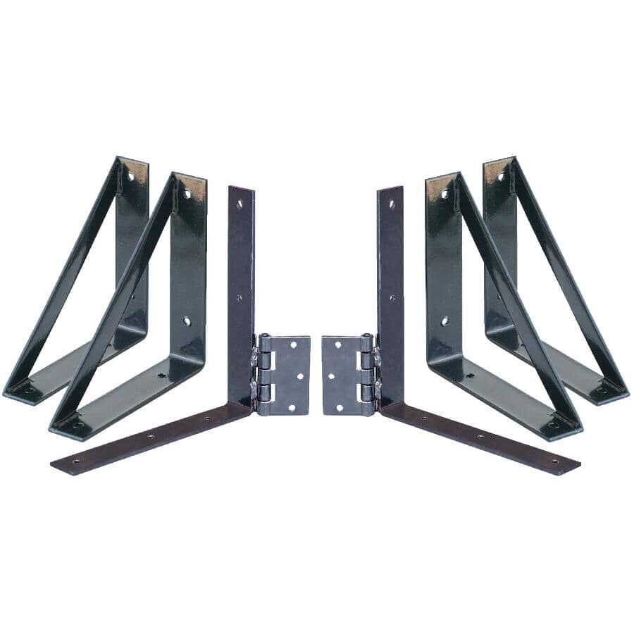 Gatemate 6 Piece Black Heavy Duty Gate Bracket Kit | Home Hardware