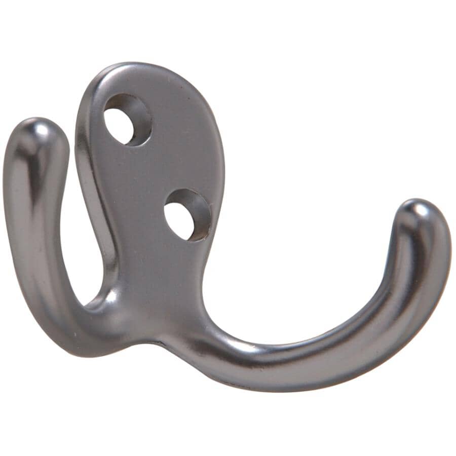 HILLMAN 2 Pack Satin Chrome Double Clothes Hooks | Home Hardware