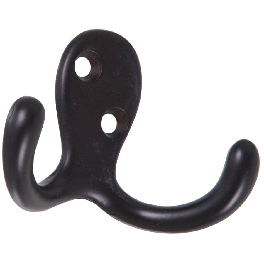 HILLMAN 2 Pack Oil Rubbed Bronze Double Clothes Hooks | Home Hardware