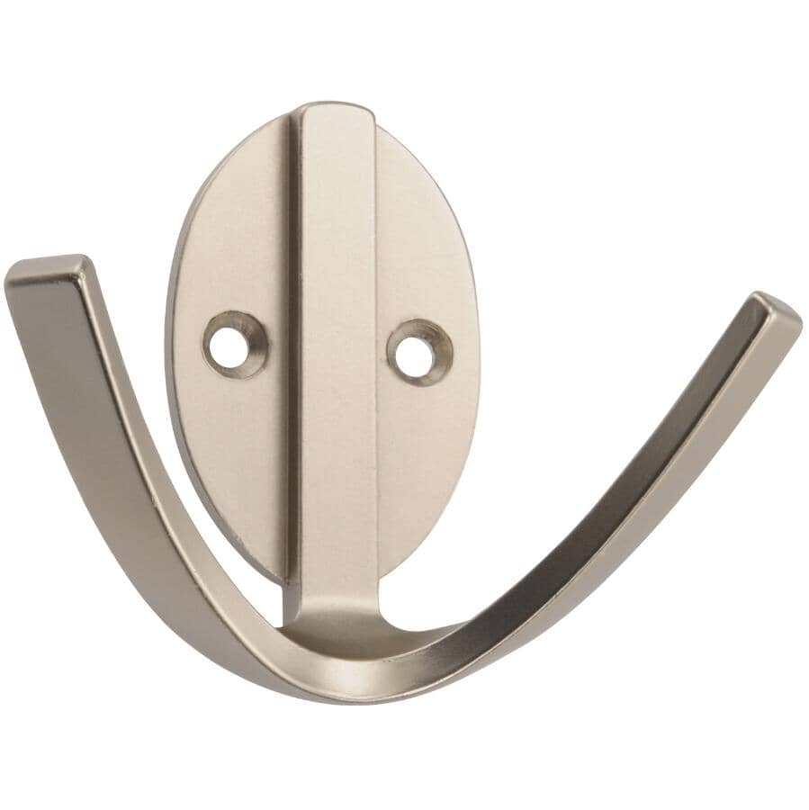 HILLMAN 3" Satin Nickel Double Wardrobe Hooks | Home Hardware