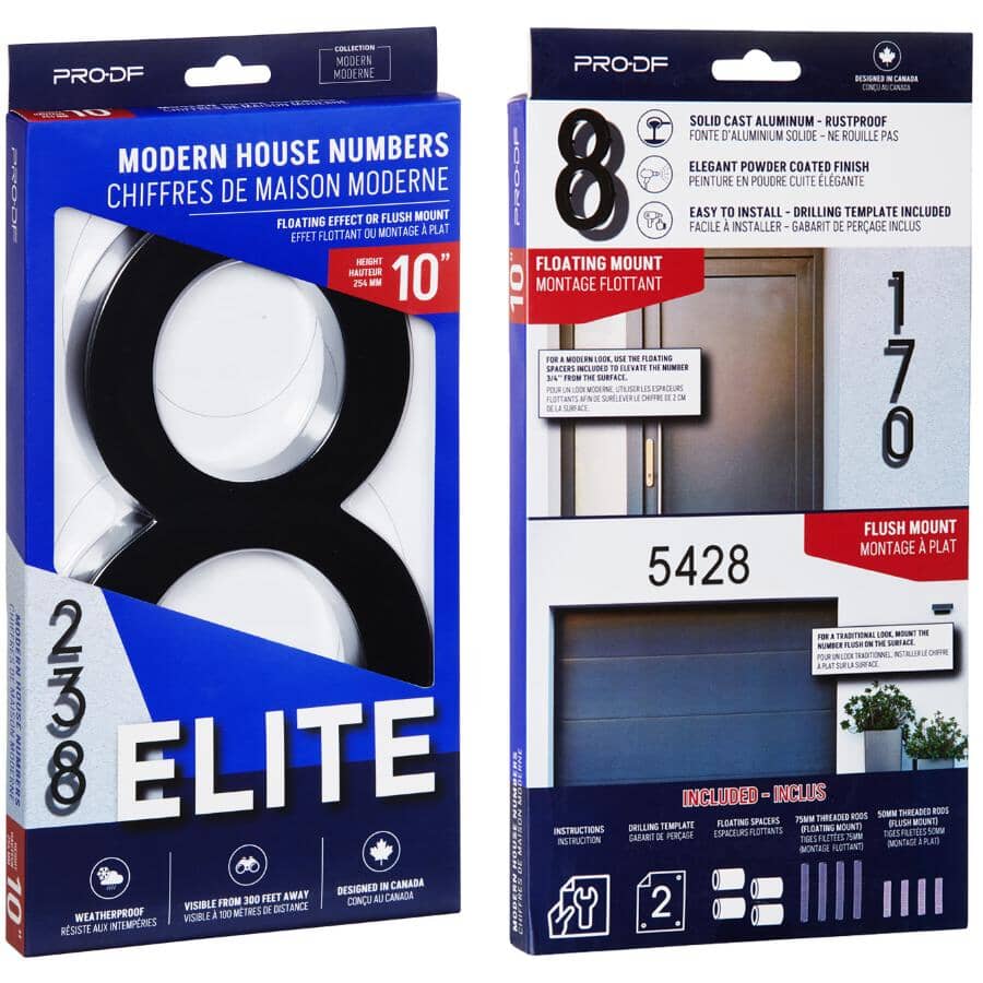 PRO-DF 10" Elite Aluminum Black '8' House Number | Home Hardware