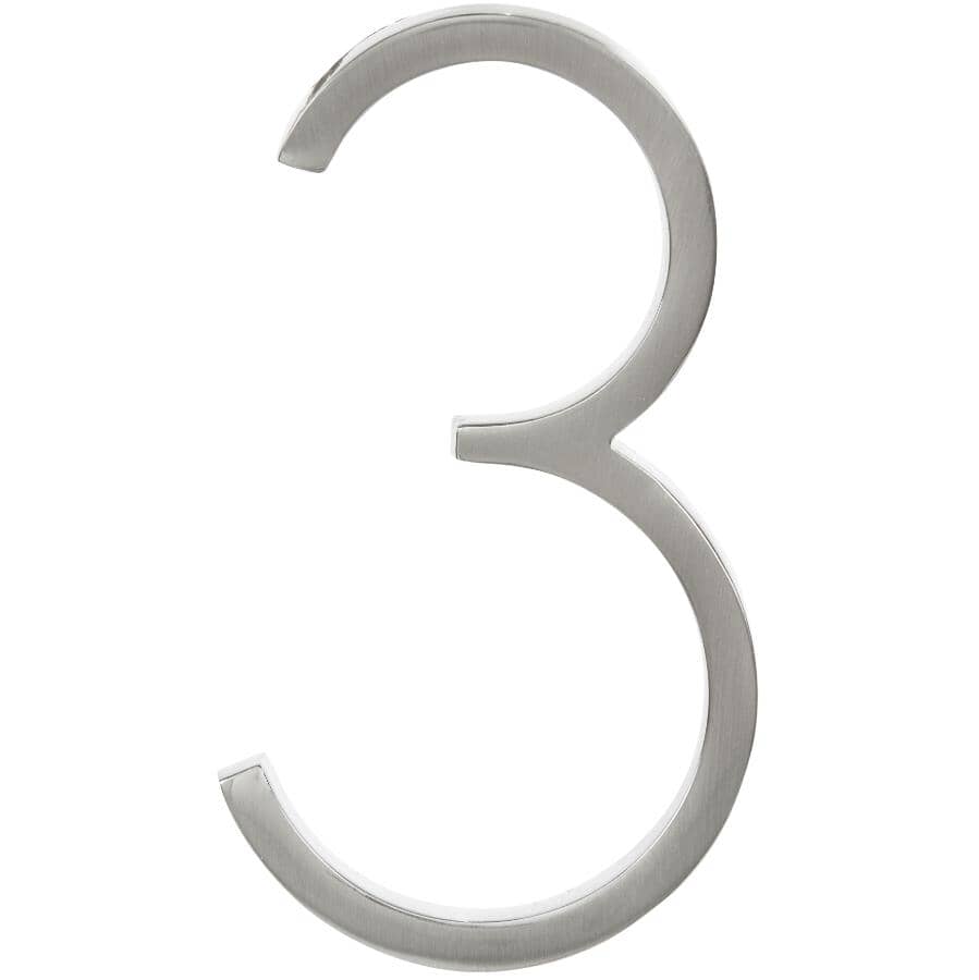 PRO-DF 5" Satin Nickel Floating '3' House Number | Home Hardware