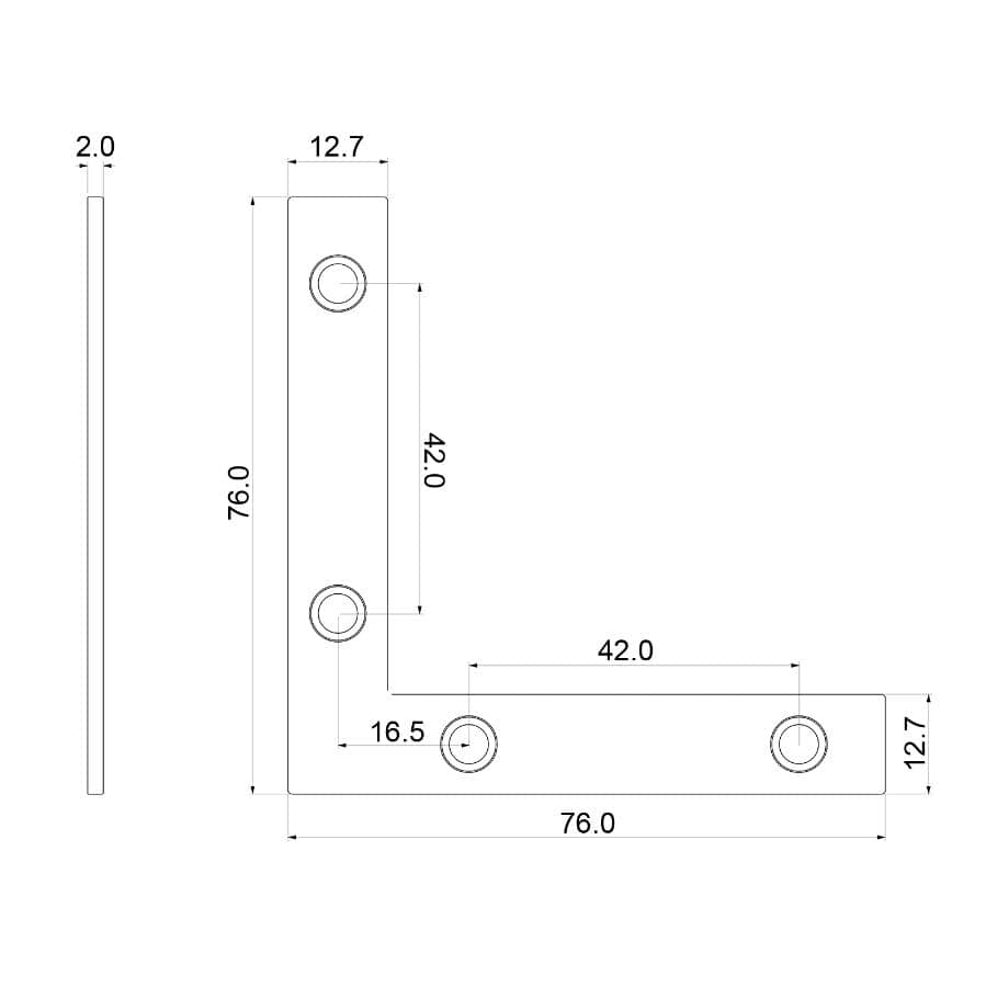 BUILDER'S HARDWARE 3" x 1/2" Flat Corner Plates | Home Hardware
