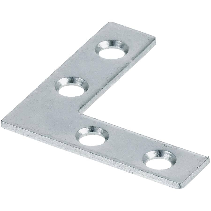 HILLMAN 4 Pack 1-1/2" Zinc Flat Corner Plates, with Screws | Home Hardware