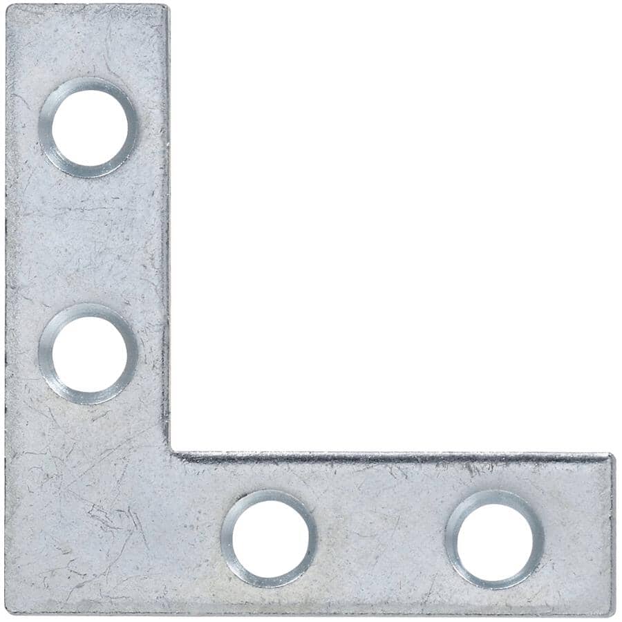 HILLMAN 4 Pack 1-1/2" Zinc Flat Corner Plates, with Screws | Home Hardware