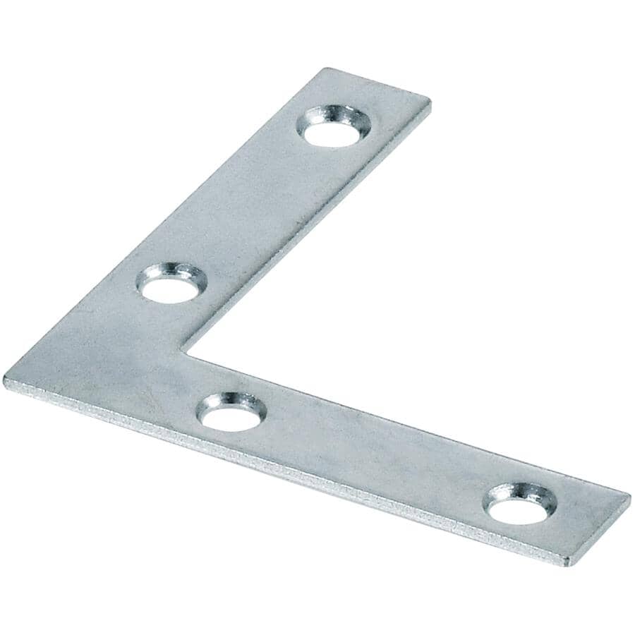 HILLMAN 4 Pack 2-1/2" Zinc Flat Corner Plates, with Screws | Home Hardware
