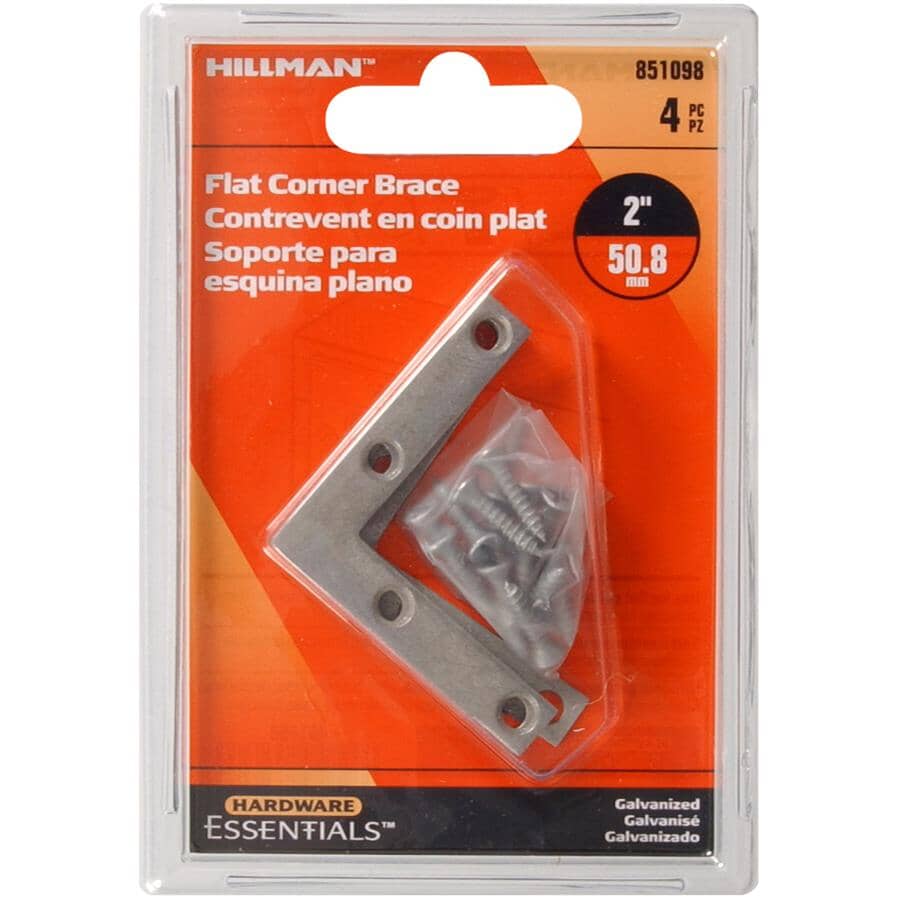 HILLMAN 4 Pack 2" Galvanized Iron Flat Corner Plates | Home Hardware