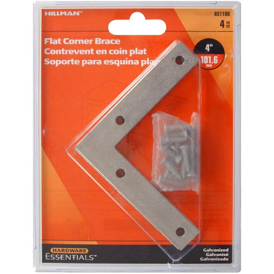 HILLMAN 4 Pack 4" Galvanized Iron Flat Corner Plates | Home Hardware