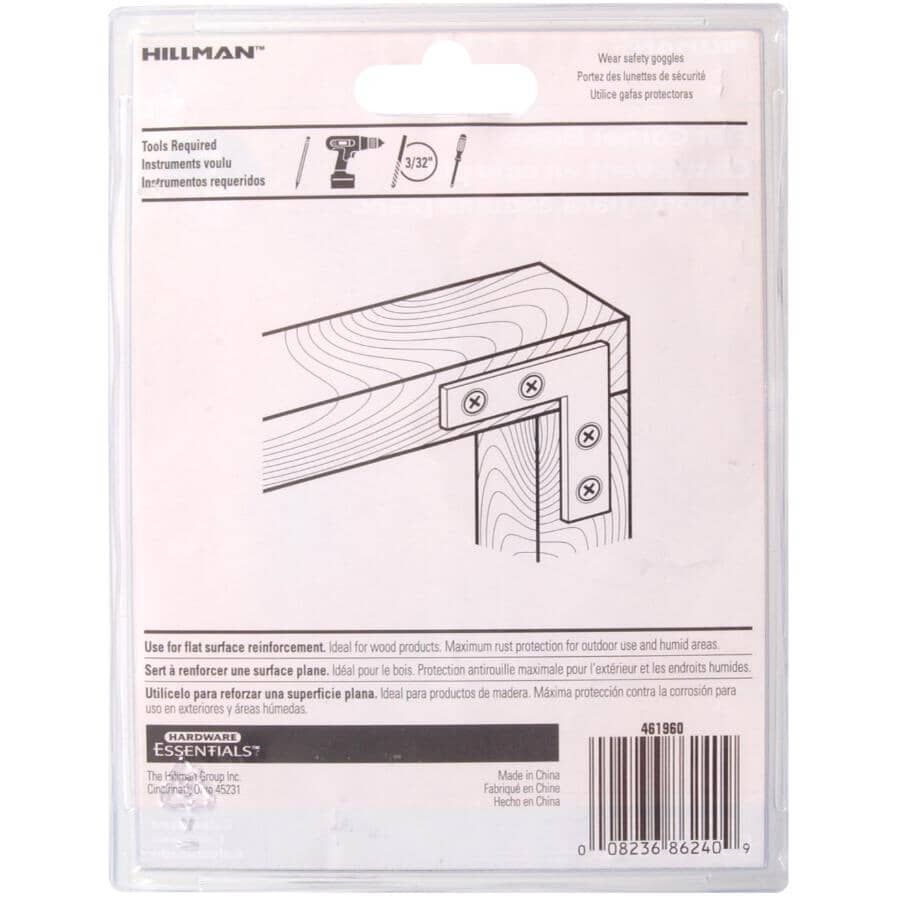 HILLMAN 4 Pack 4" Galvanized Iron Flat Corner Plates | Home Hardware